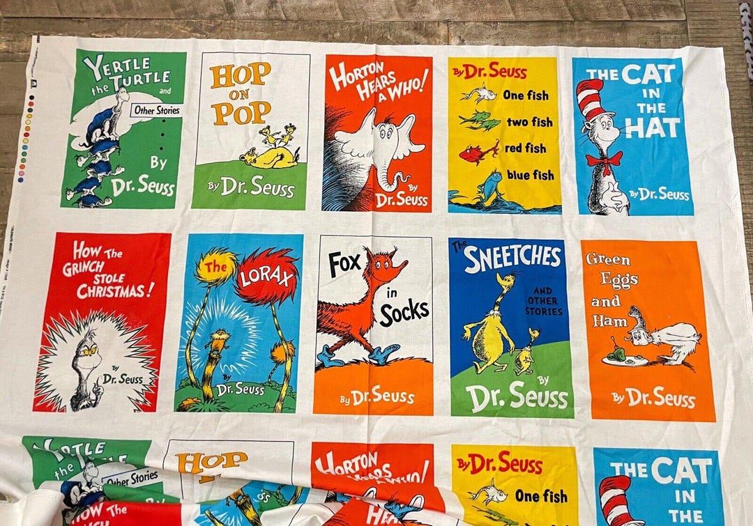 Dr. Seuss Book Covers Fabric Robert Kaufman Celebrate Seuss 3 Yards, 10 ...