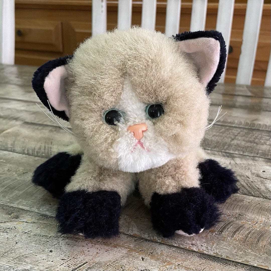 Tyco Kitty Kitty Kittens Siamese Plush Tan Black Ears & Feet Purrs No ...