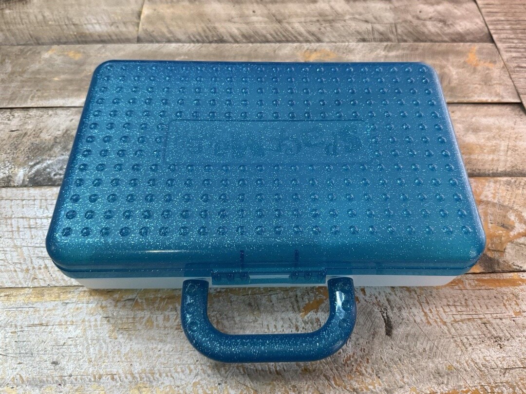 Vintage Spacemaker Pencil Box Glitter Teal Large Size With Handle ...