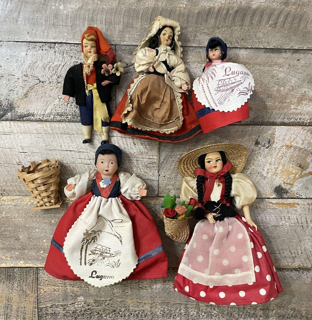 Vintage Italian Dolls Lot Small to Miniature Souvenirs Handmade Lugano ...