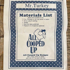 Chubbers MR TURKEY Craft Kit Roly Poly 612 Thanksgiving Turkey ...
