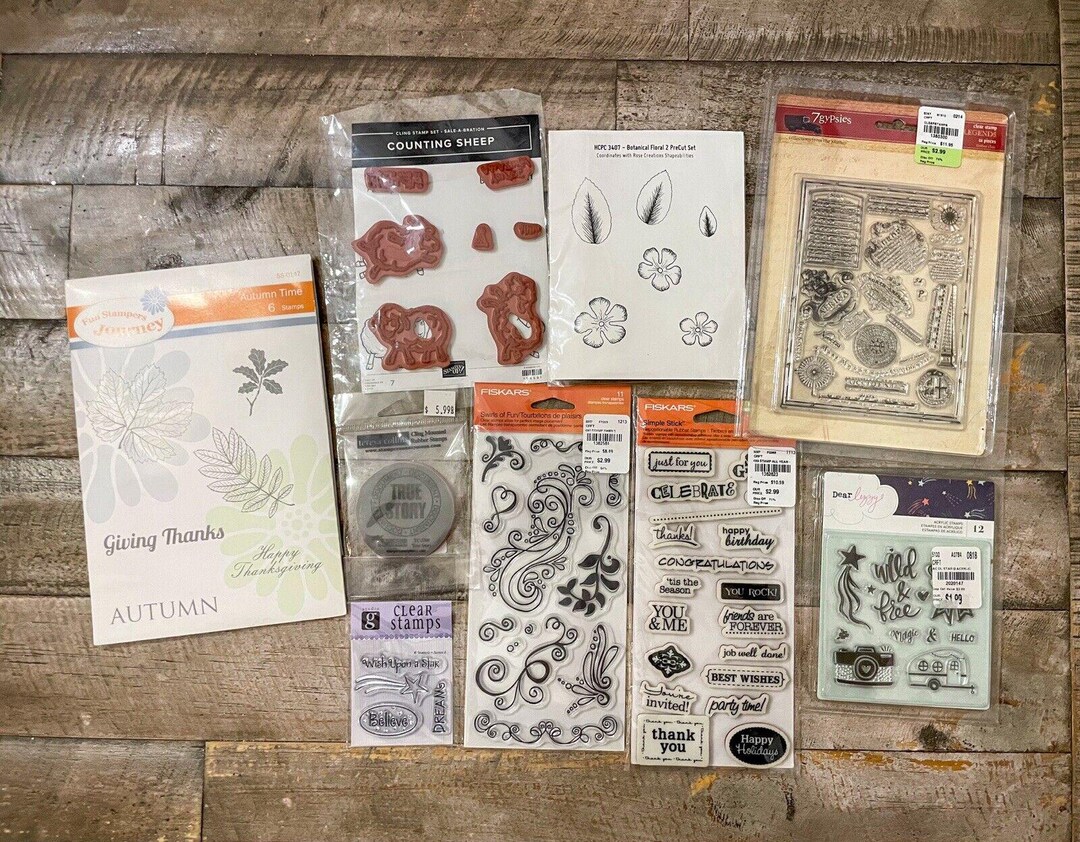 Clear Stamps Lot Cling Stamps 9 Sets Fiskars 7 Gypsies Teresa Collins ...