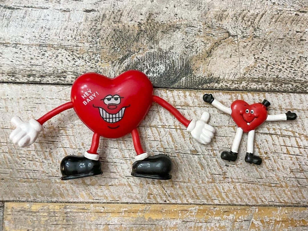 Vintage Bendy Heart Figures Fun World and Russ 3” and 2” Valentines Day ...