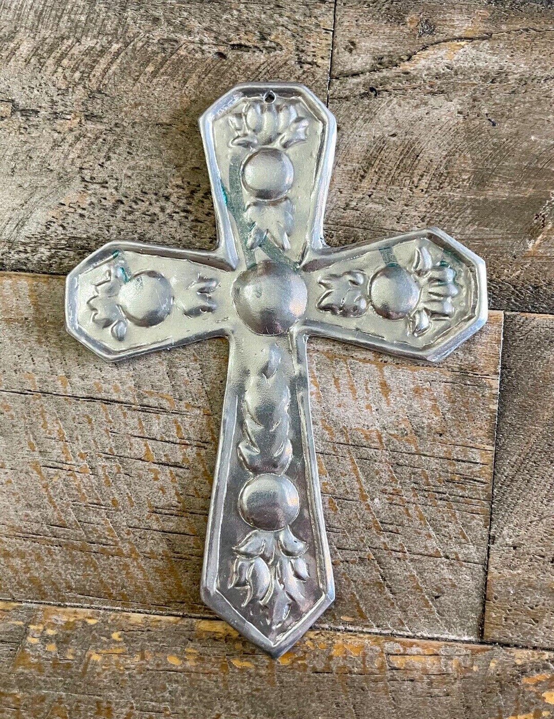 Mexican Folk Art Tin Cross Ornament Handmade 6 - Etsy
