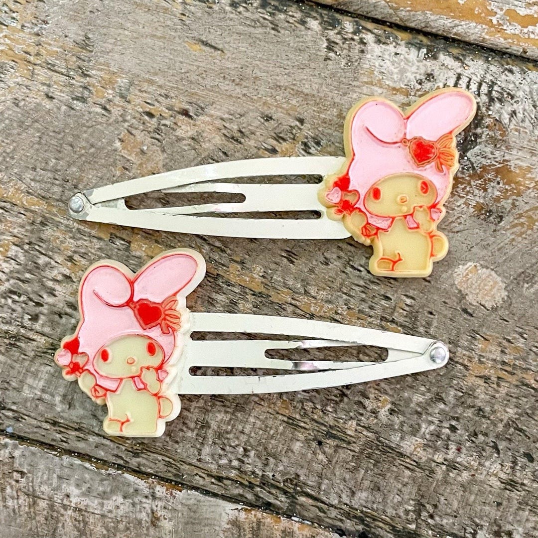 Vintage 1978 Sanrio My Melody Hair Pins Clips Pink White Made in Japan ...