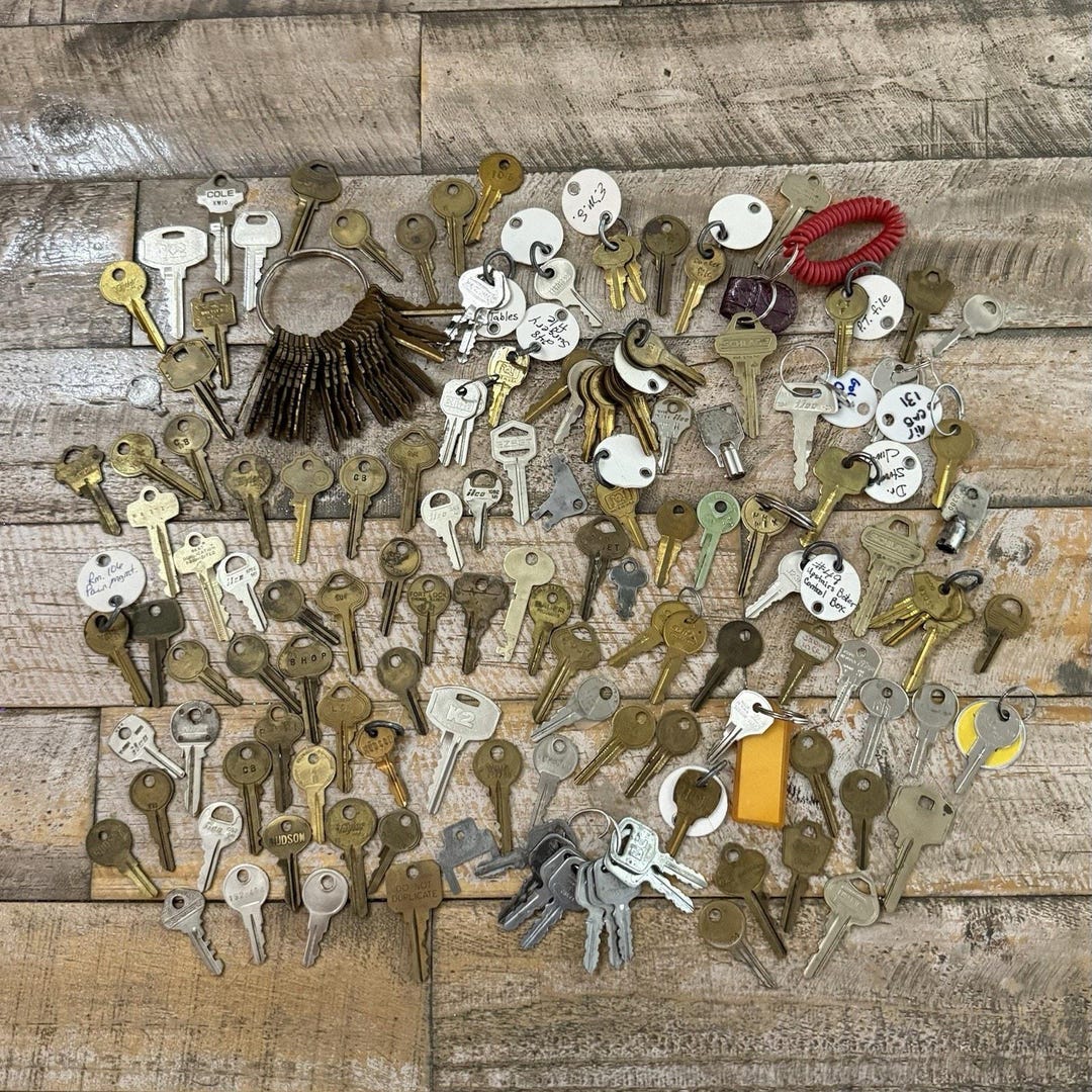 Vintage Keys Lot Variety of Sizes Types Brands Doors, Desk, Padlock 2.8 ...