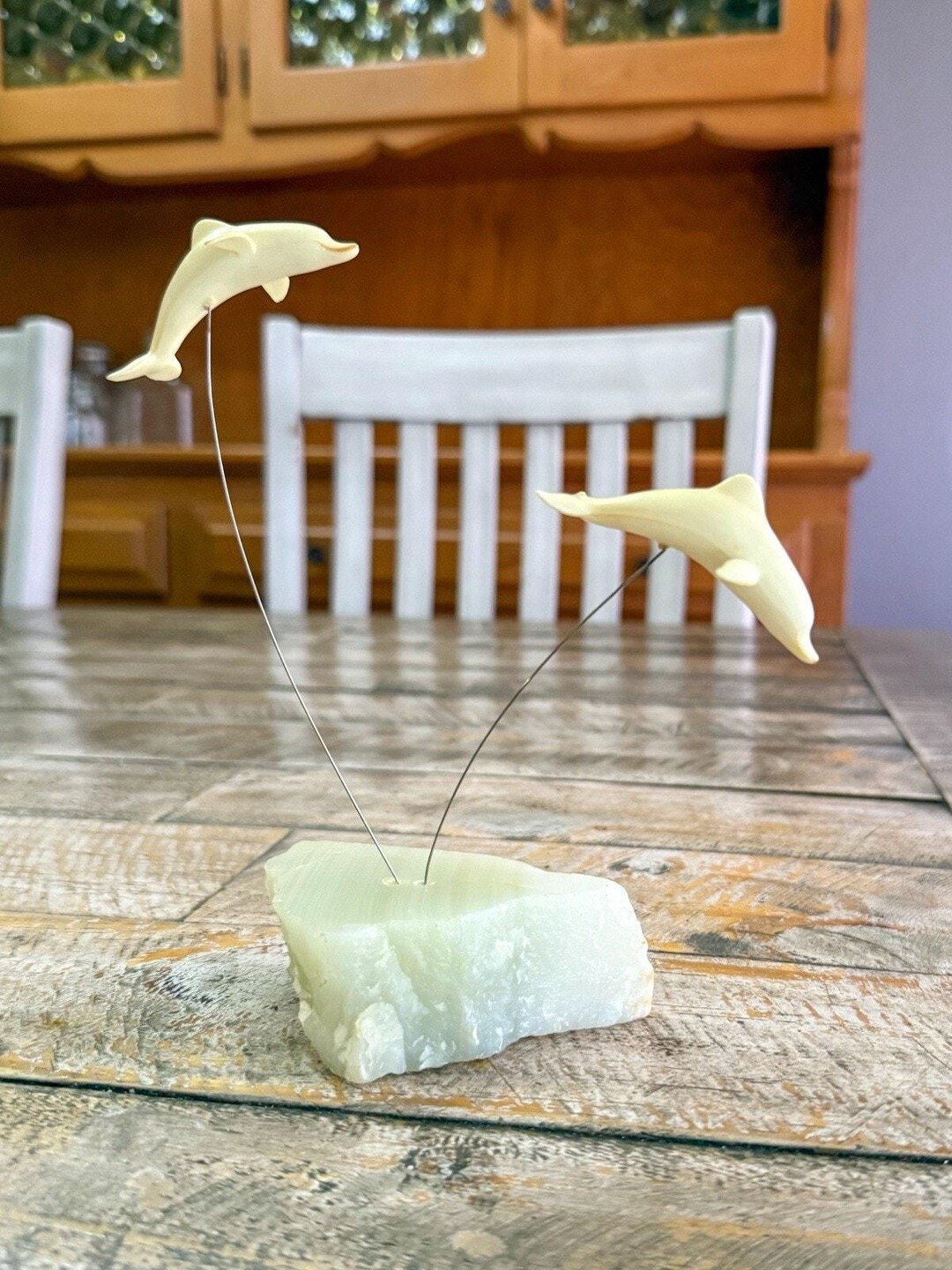 Marvin Wernick Kinetic Dolphins Sculpture Quartz Base Wire Leaping ...