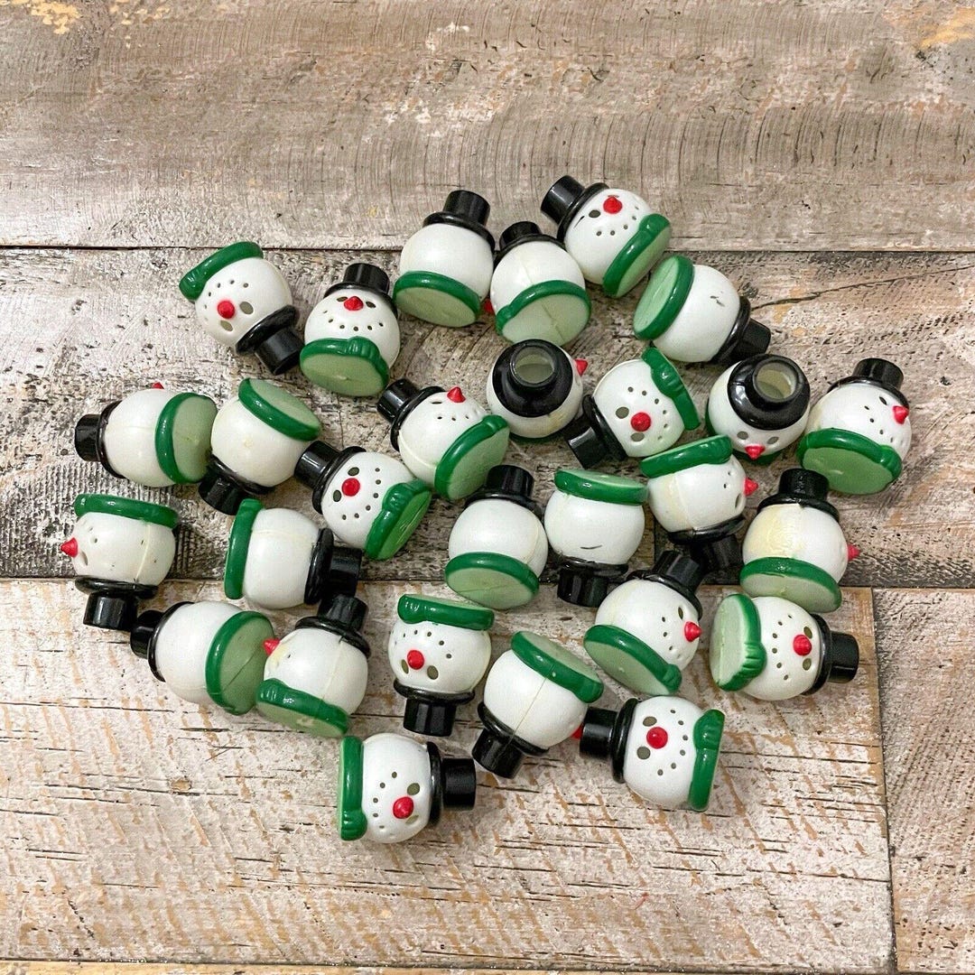 Vintage Miniature Snowman Light Covers Set Lot of 28 Plastic Christmas ...
