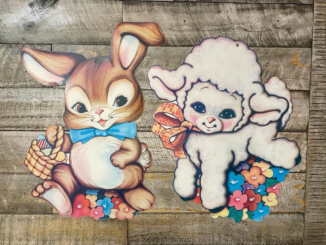 Vintage Beistle Easter Die Cuts Cut Outs Decorations Bunny & Lamb ...