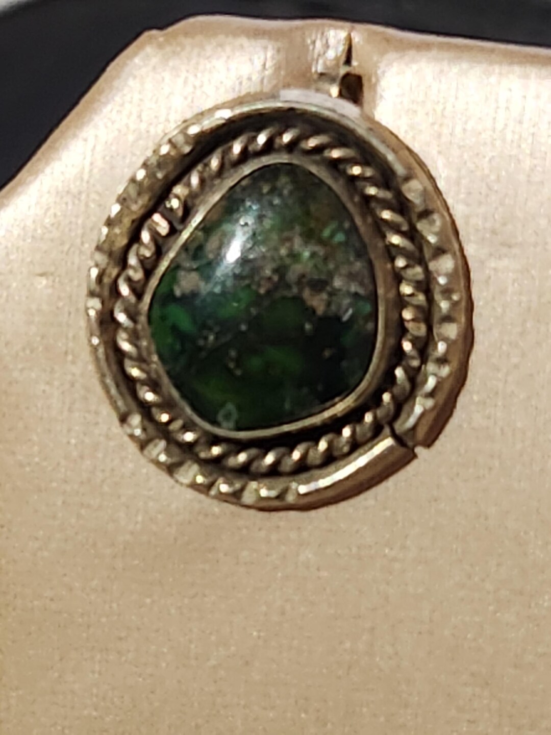 Silver 70s Green Stone Pendant - Etsy