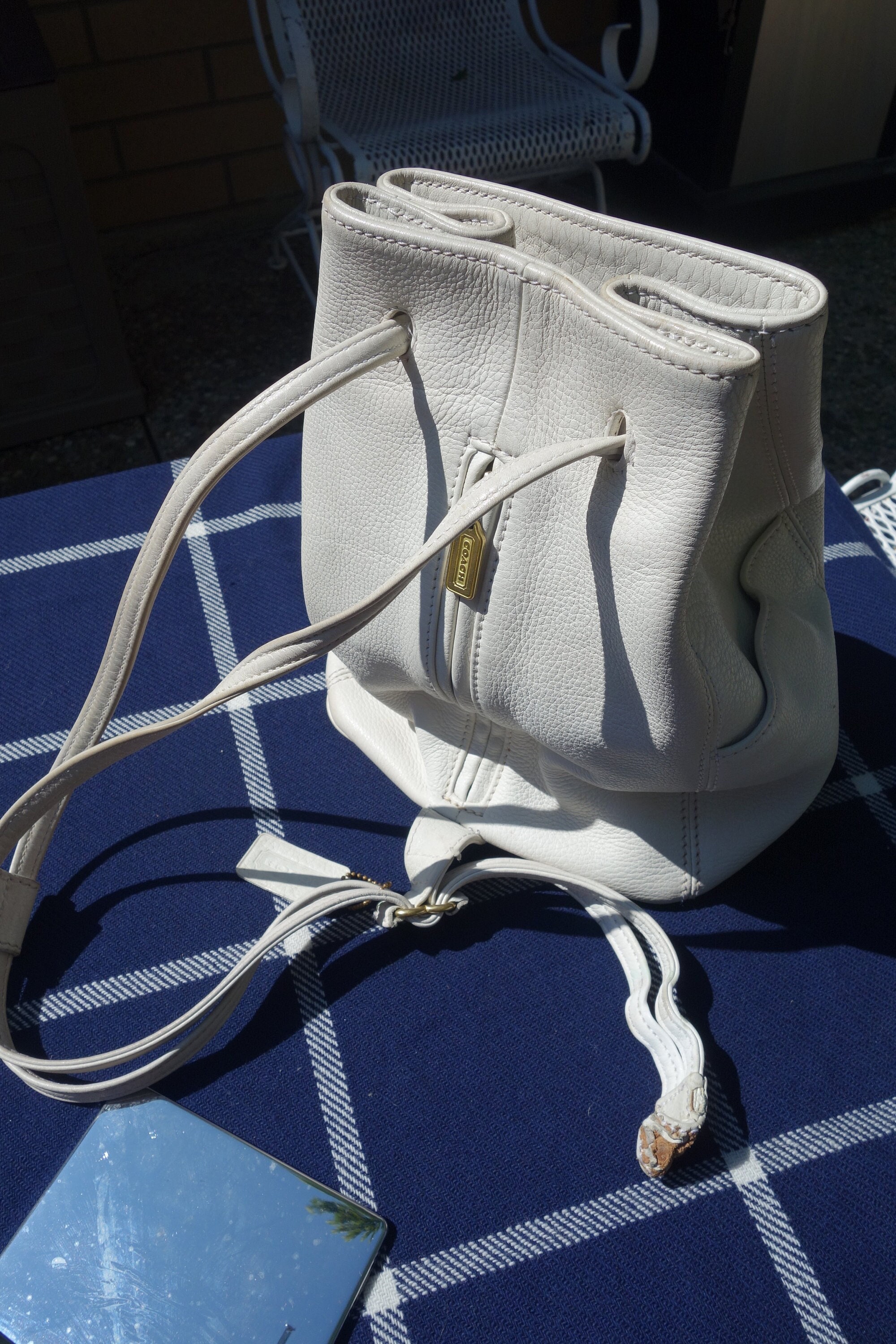 Vintage COACH Sling Natural Grain Pebbled Parchment Converts to ...