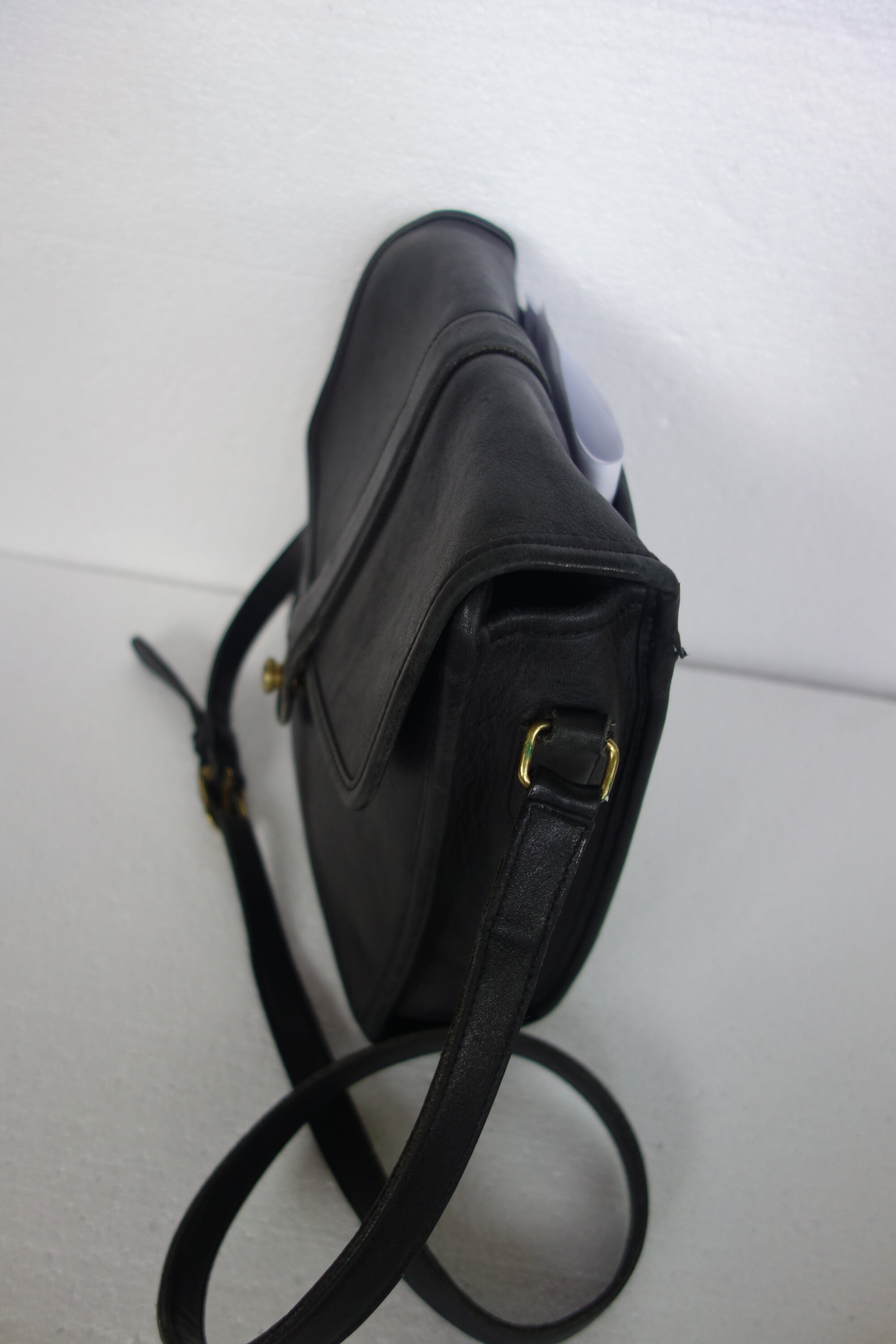 Vintage COACH Roll Bag Spectator Black Heavy Leather Brass - Etsy