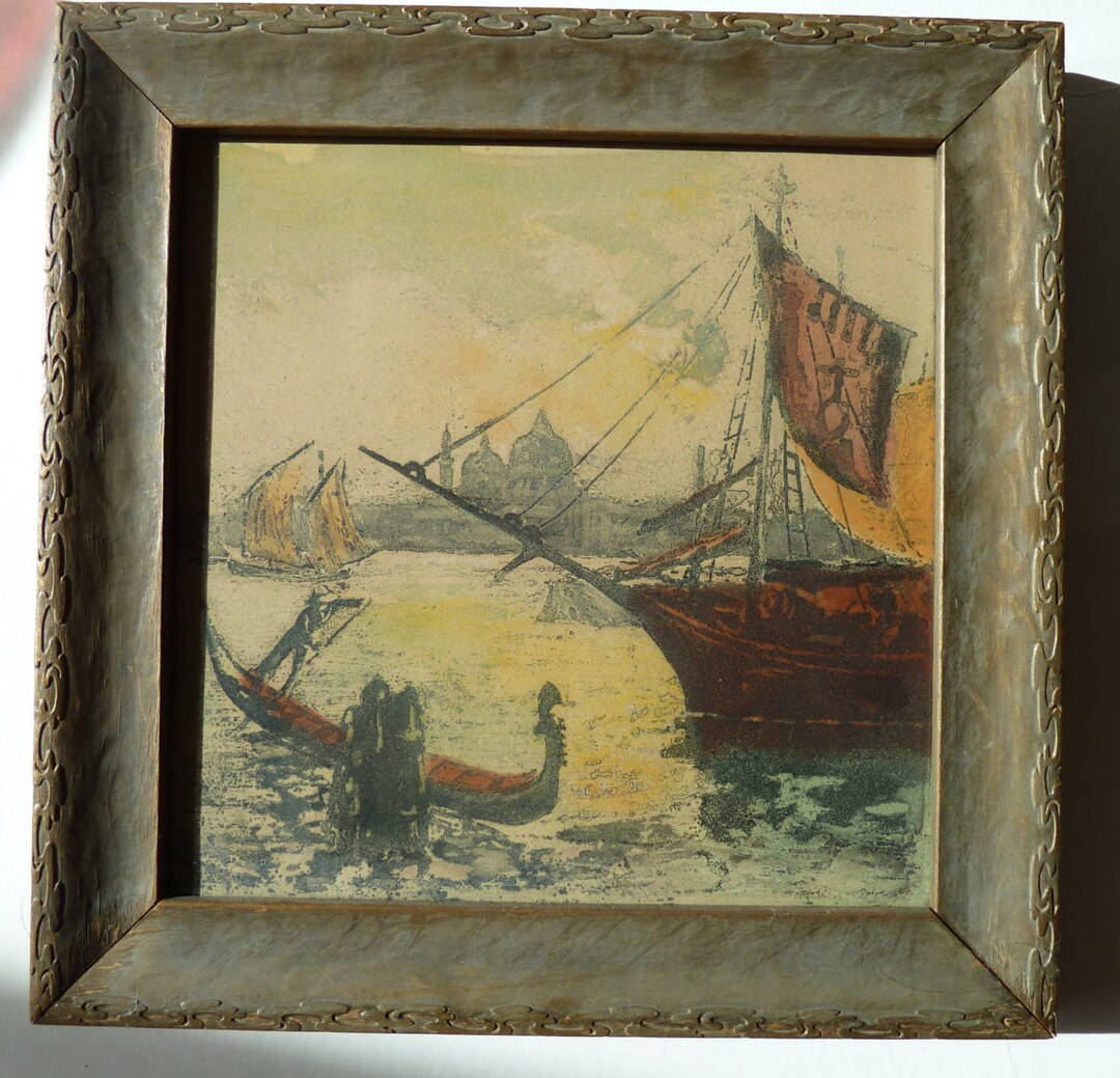 Hand Colored Etching Venice Scene by PONTOY Paris Original Frame - Etsy