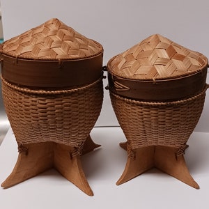 Pair of Beautifully Made Thai Rice Baskets,74,collectors - Etsy