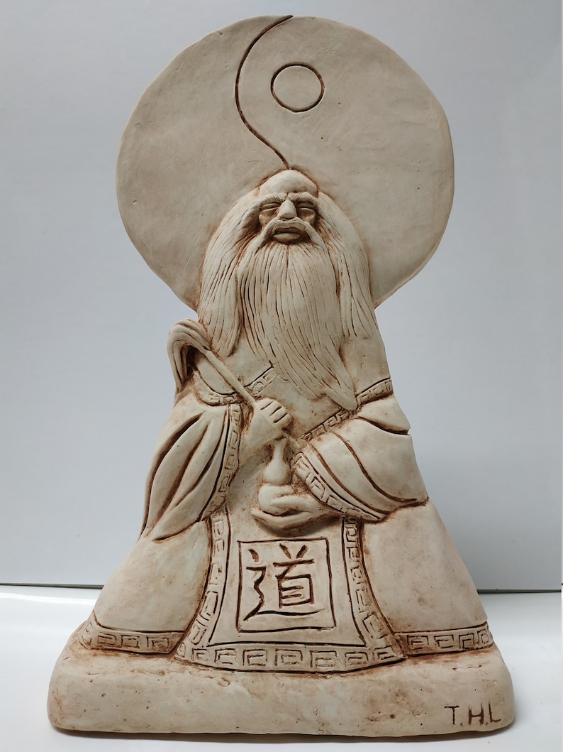 Original Lao Tzu Yin Yang Daoism Statue by Artist " Ting Hua Liu ",13x7 ...