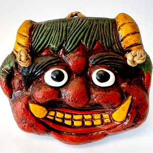 Vintage Japanese Vintage Japanese Oni Demon Terracotta Mask,6"x5.5 ...