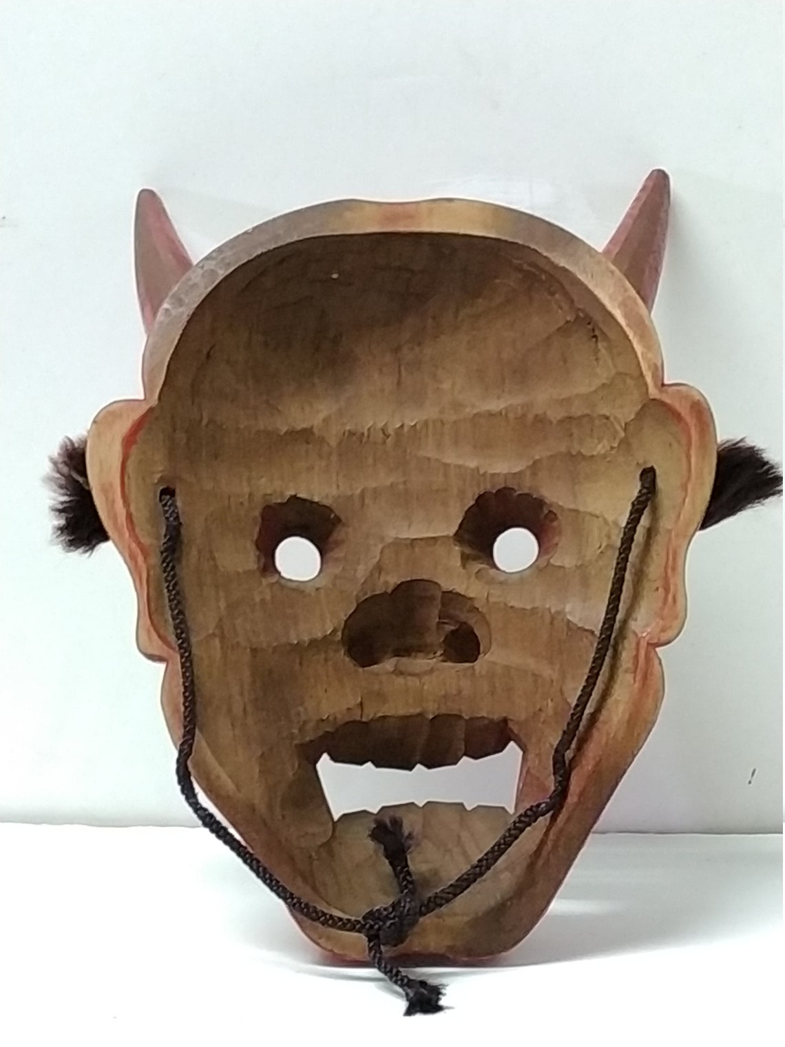Vintage Rare Noh Oni Wood Devil Mask - Etsy