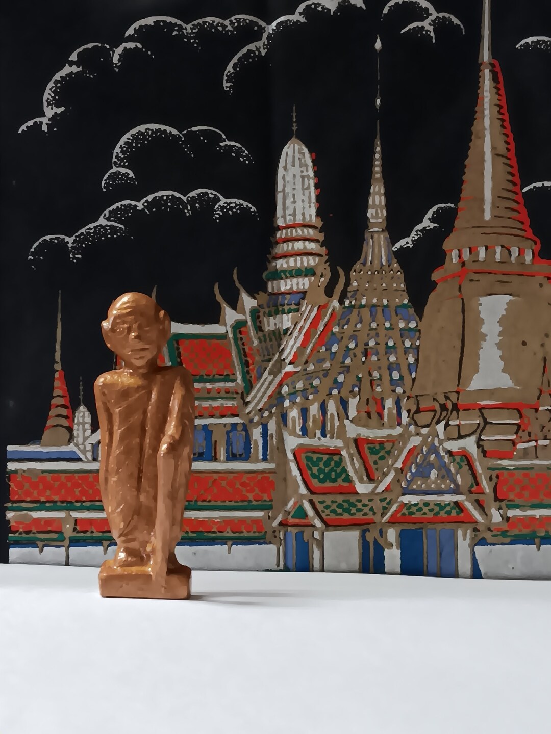 Thai Old Arahant Buddhist Wisdoms Monk Holding a Cane,4"hx1"w, Buddha ...
