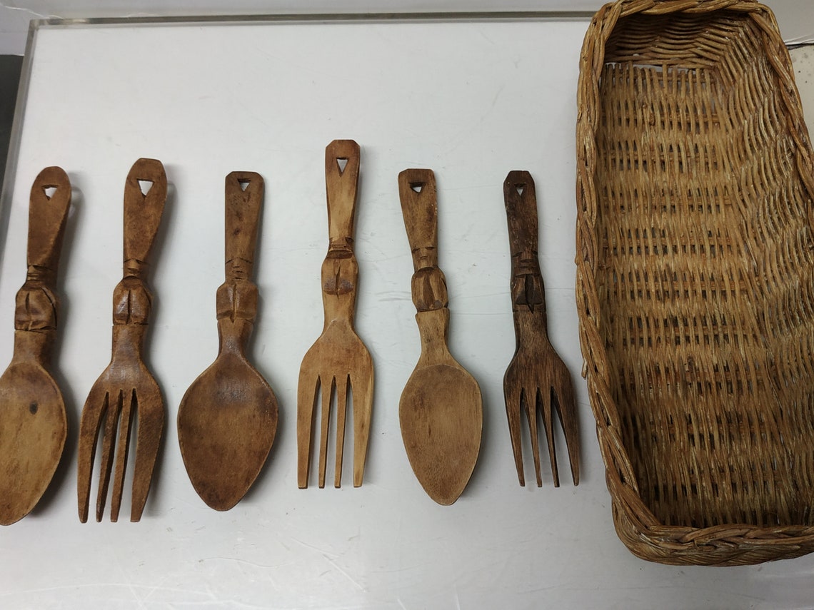 Vintage Old Philippines Wood Spoon & Folks,6"x1.5",collector Piece - Etsy