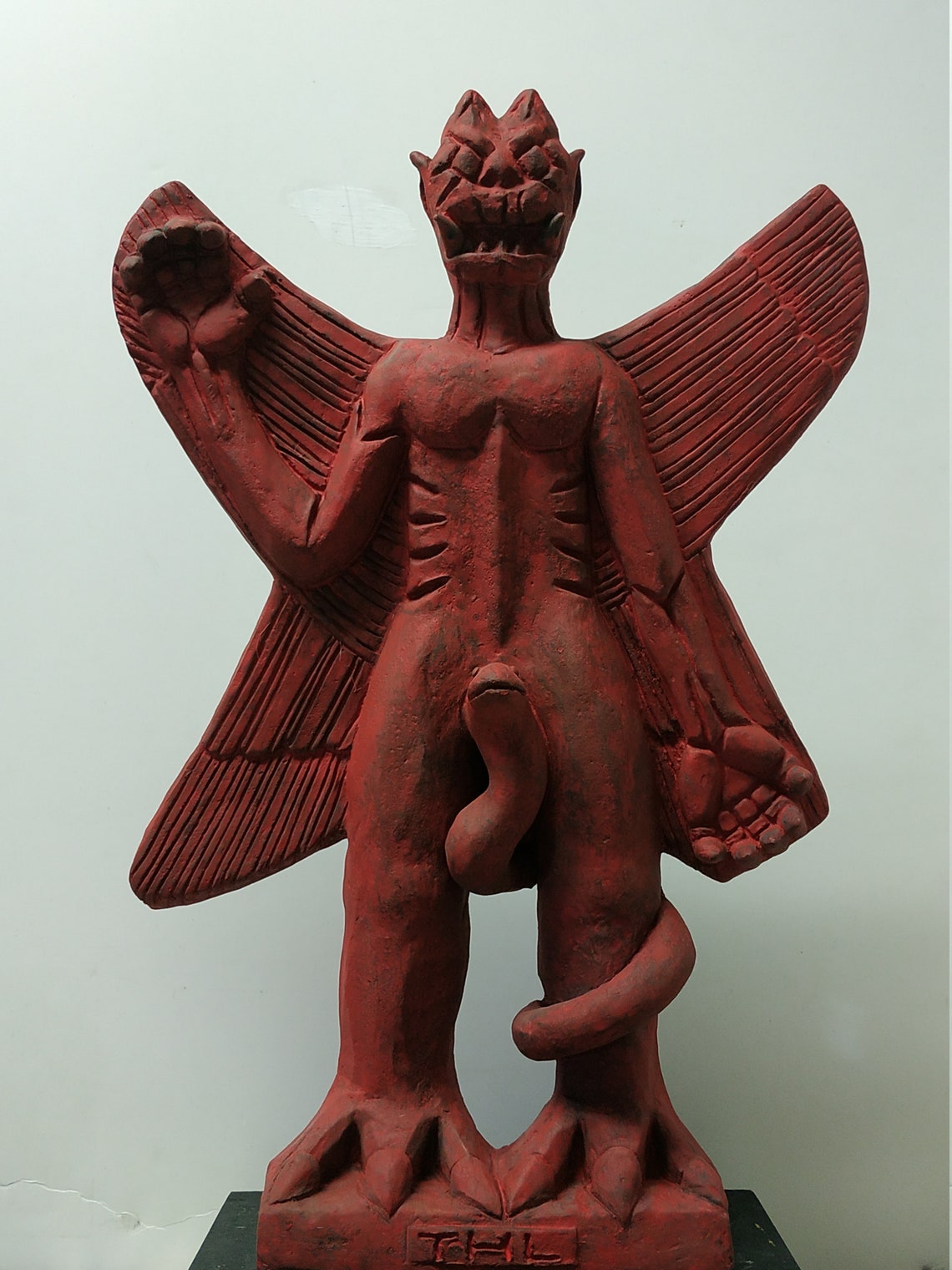 Large Pazuzu Demon Statue by Artist " Ting Hua Liu ",18"x11.25"x2.25 ...