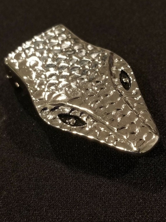 Rare Vintage Silver Tone Snake Belt Buckle,Collectors - Gem