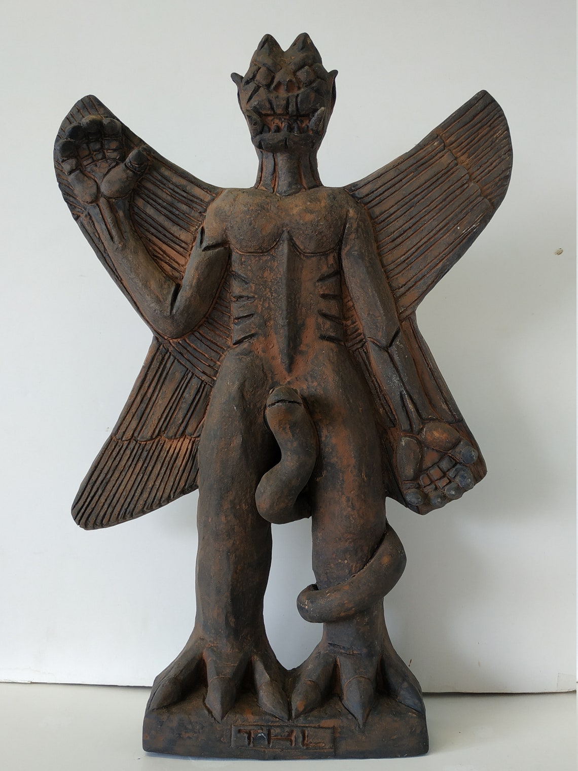 Large Powerful Pazuzu Demon Statue by Artist " Ting Hua Liu ",18.5"x12 ...