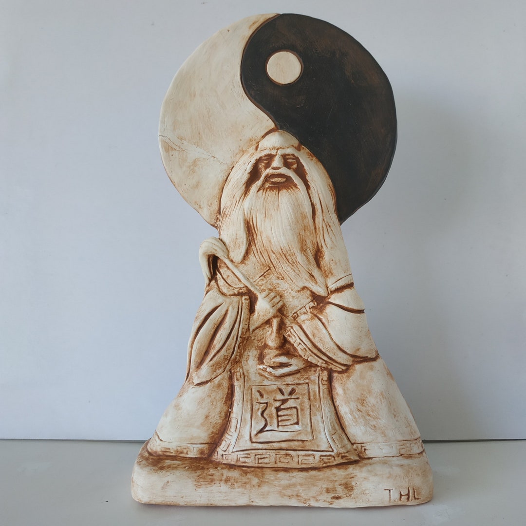 Laotz Daoism Taoism Yin Yang Statue by Artist " Ting Hua Liu",13"x7.75 ...