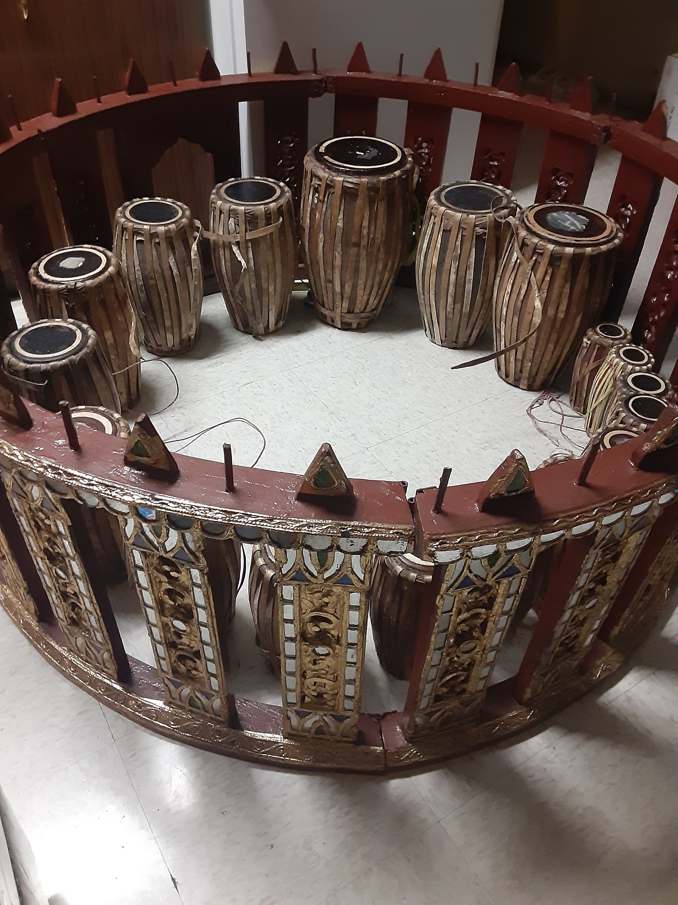 Antique Burma Burmese Orchestra Hsain Wain Royal Court Drum Percussion ...