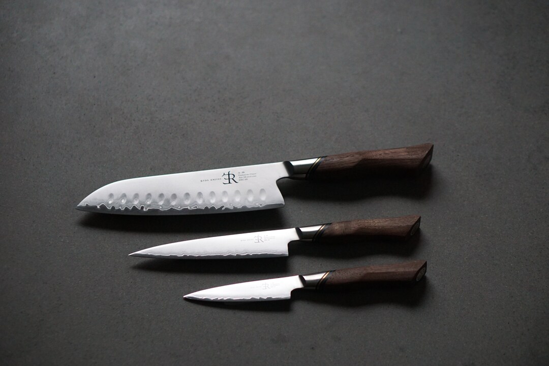 Ryda Knives Kitchen Knife Set, Chef Knife Full Set of 3, Santoku ...