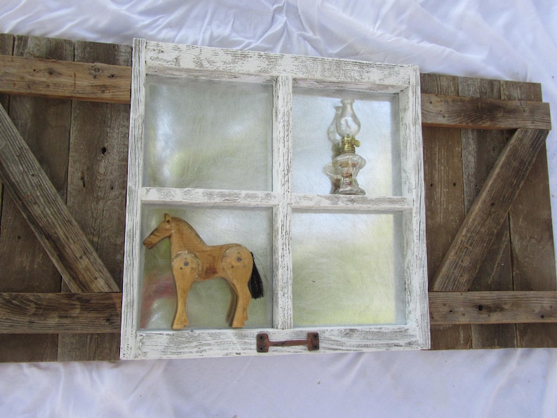 Rustic Little Window With Shutters- Aqua - Etsy