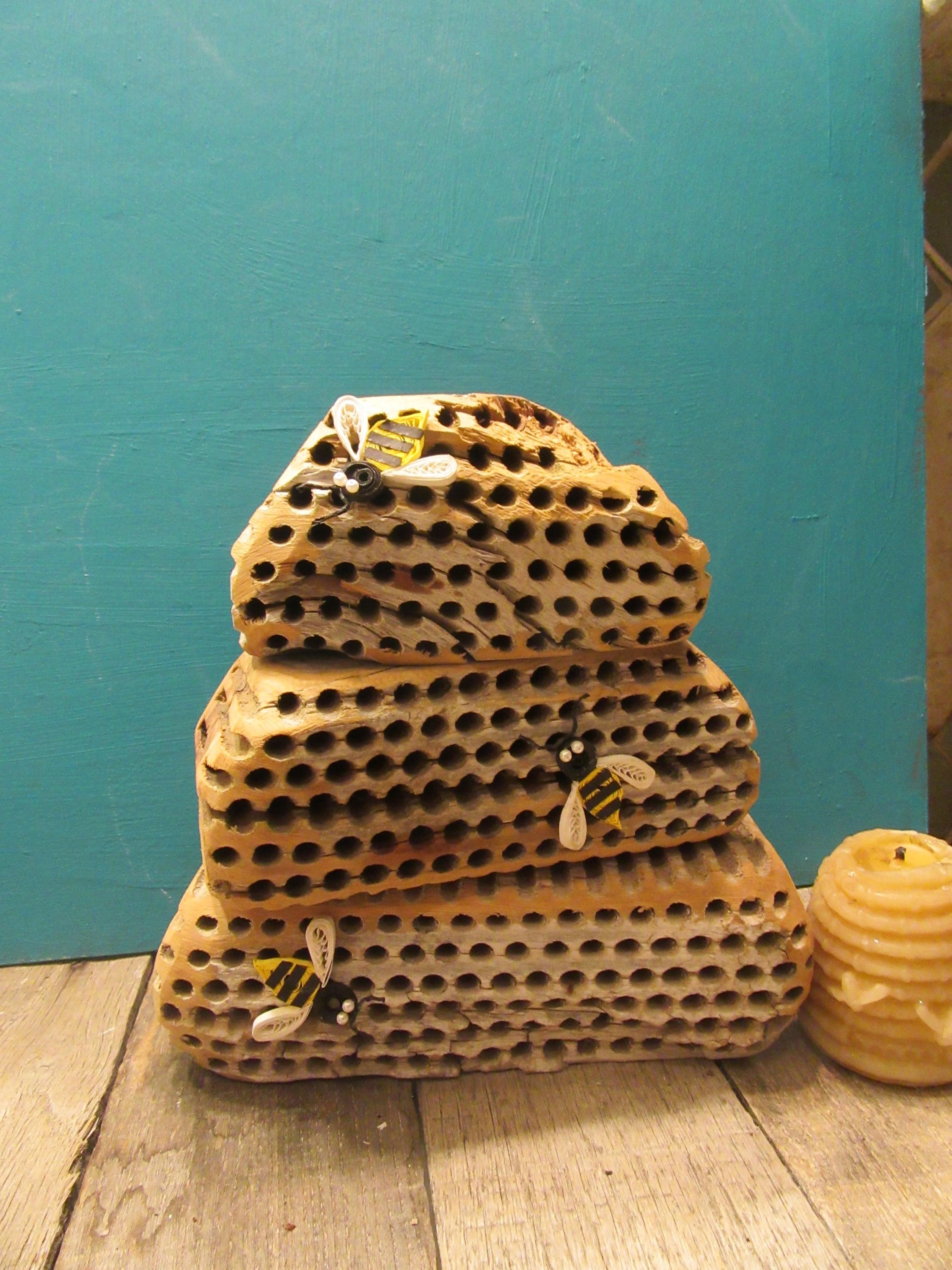 Natural Beehive Wood Art: Stacking Game Decor - Etsy
