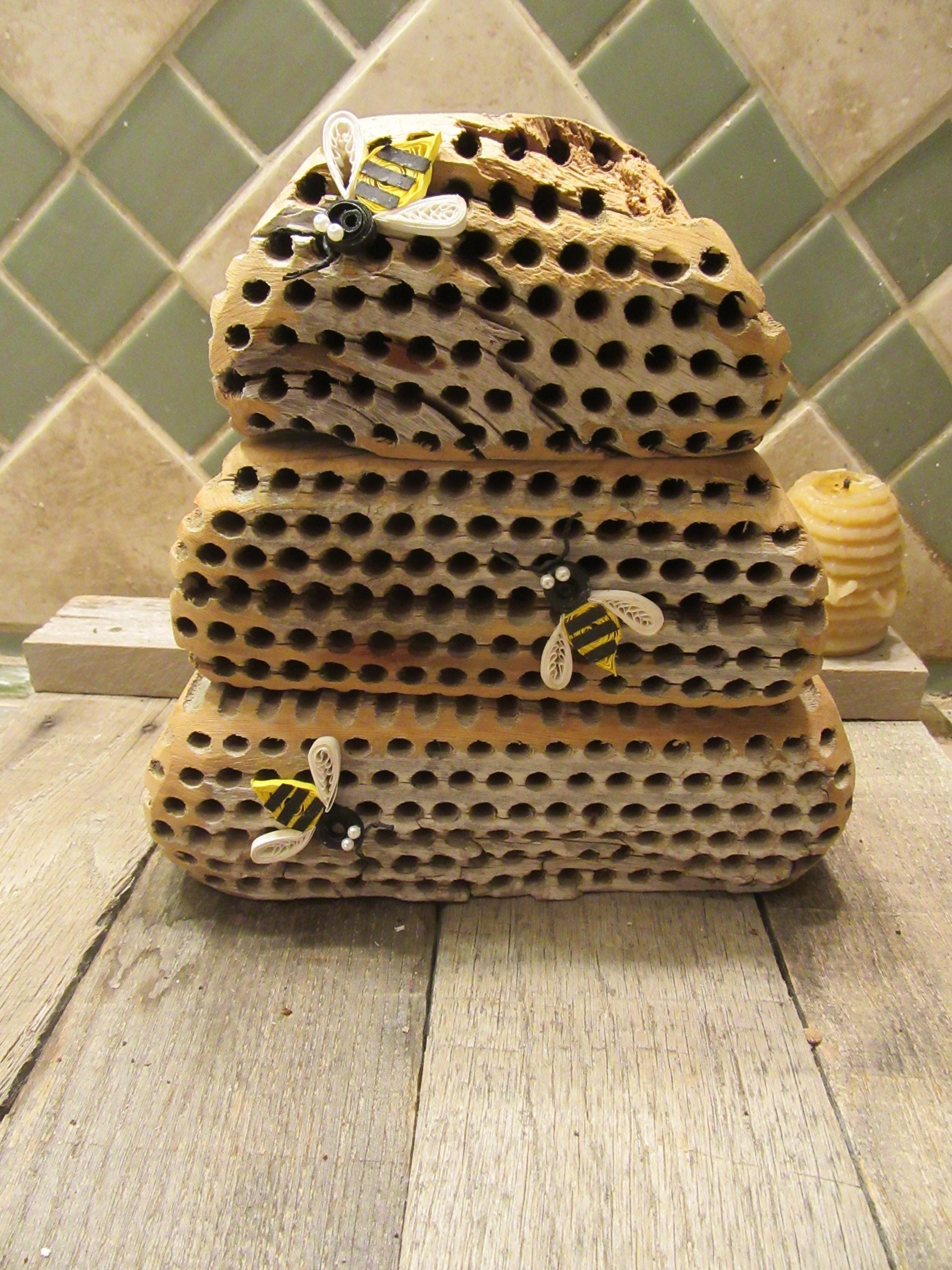 Natural Beehive Wood Art: Stacking Game Decor - Etsy