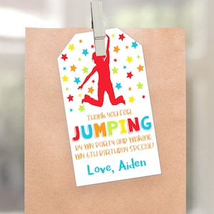 Jump Favor Tags, Jump Birthday Party Favors, Kids Jump Party, Jumping ...
