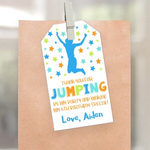 Jump Favor Tags Jump Birthday Party Favors Boys Jump Party - Etsy