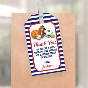 Sports Birthday Favor Tags, Editable Sports Favor Tags Template ...