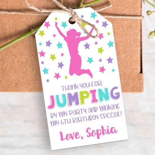 EDITABLE Jump Favor Tags Jump Trampoline Gift Tag Bounce House - Etsy