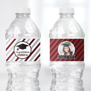 Graduation Party Water Bottle Labels, Editable Graduation Water Bottle ...