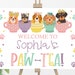 Dog Tea Party Welcome Poster, Editable Tea Party Birthday Welcome Sign ...