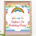 Rainbow Party Sign Editable Rainbow Welcome Sign Rainbow | Etsy