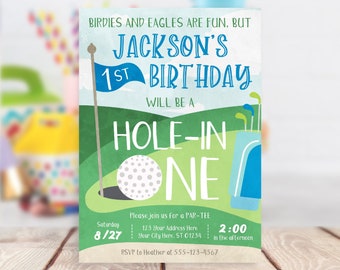 Golf First Birthday Invitation Template - Etsy