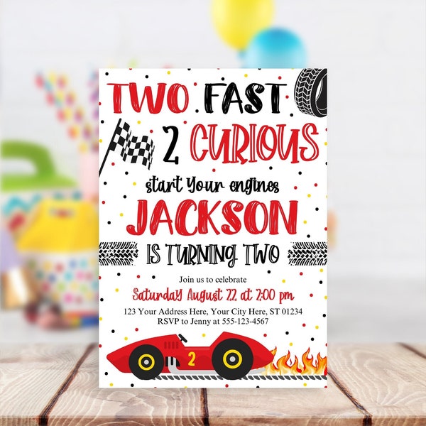 Two Fast Too Curious Digital Invite - Etsy
