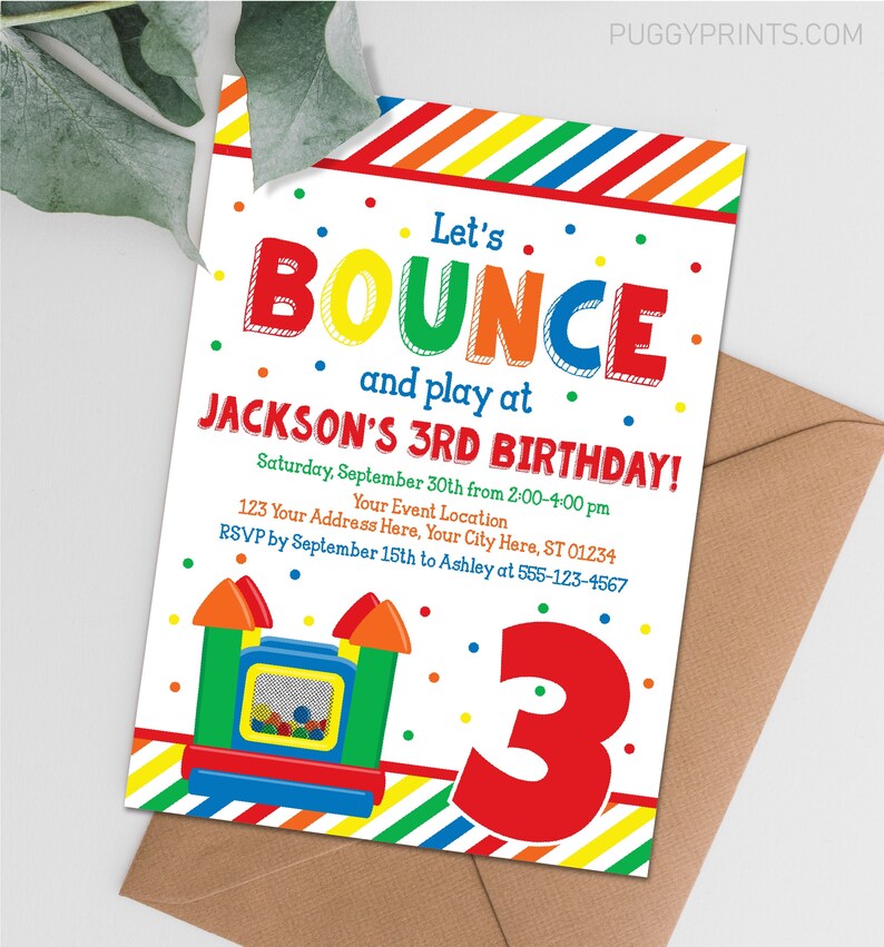 Bounce House Birthday Invitation Editable Bouncy House Party | Etsy