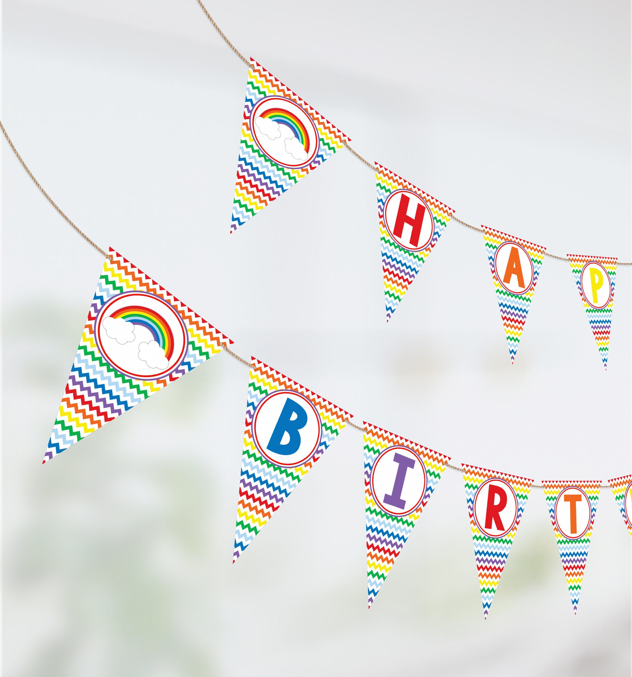 Rainbow Happy Birthday Banner Printable Rainbow Banner | Etsy