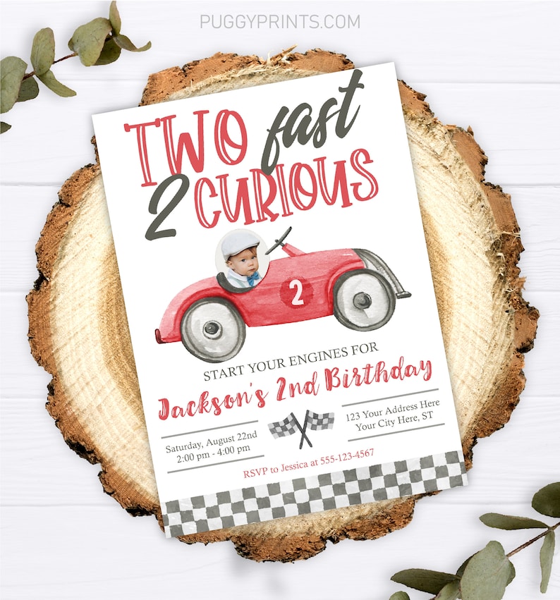 Two Fast Birthday Invitation Editable 2 Curious Invitation - Etsy