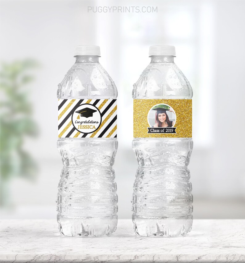 Graduation Party Water Bottle Labels Editable Template - Etsy