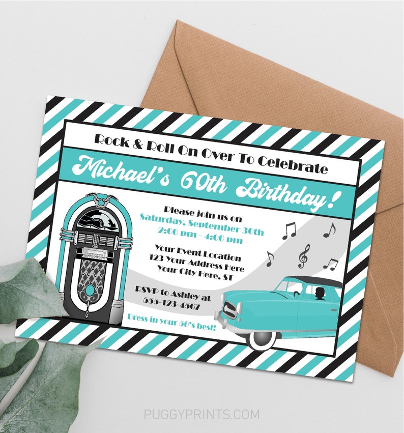 Sock Hop Birthday Invitation Editable 1950's Invitation - Etsy