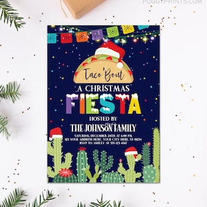 Christmas Fiesta Invitation, Editable Taco Bout A Fiesta Invitation Template, Printable Mexican ...
