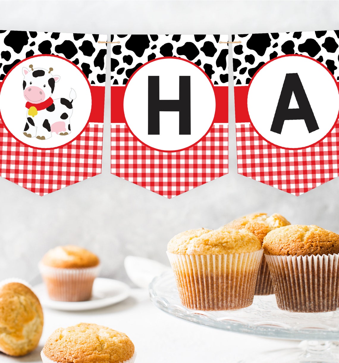 Cow Happy Birthday Banner Printable Cow Banner Personalized | Etsy