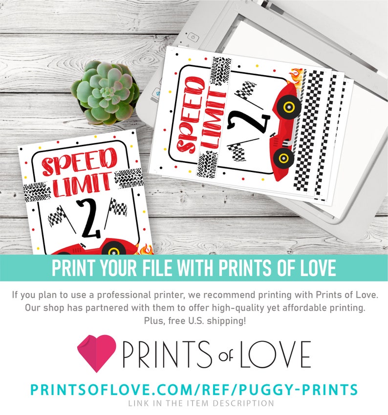 Race Car Speed Limit 2 Sign, Printable Racing 2nd Birthday Party Sign ...