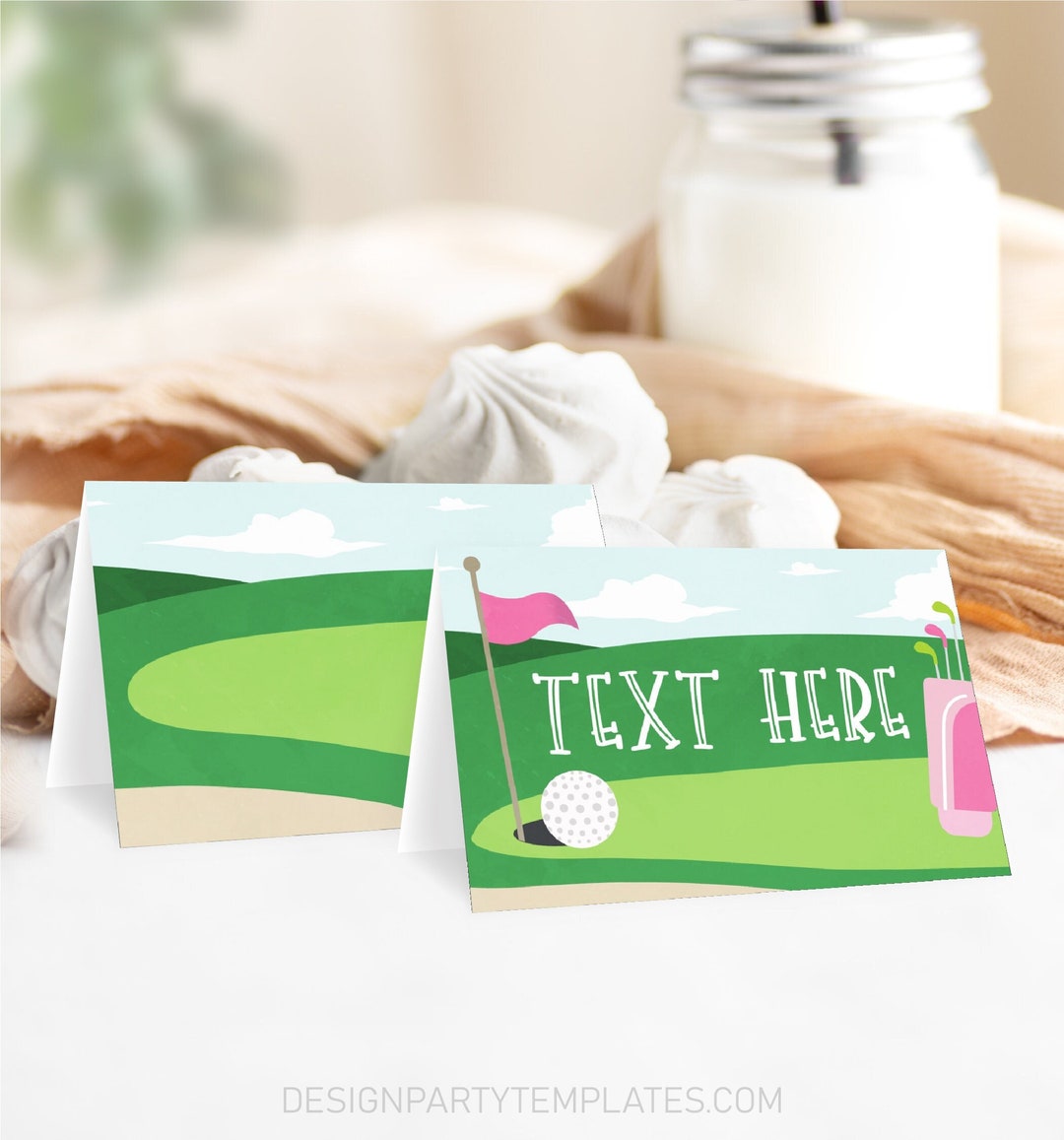 Hole in One Birthday Place Cards, Editable Girl Golf Place Cards ...